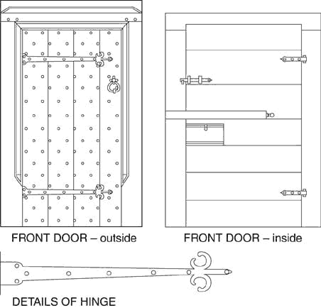 Drawing of a door dated 1676